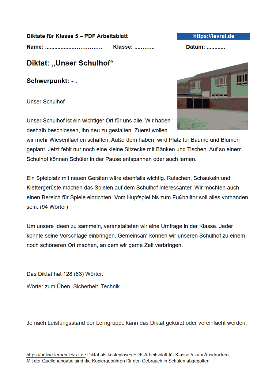 Diktat Klasse 5