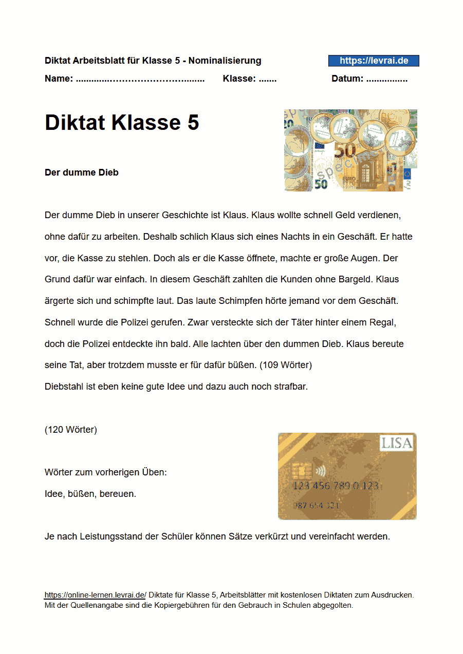 Diktat Klasse 5