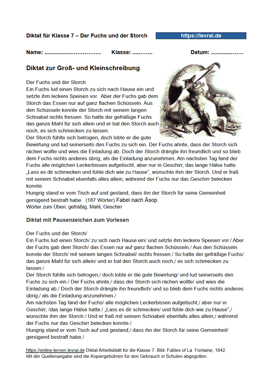 Arbeitsblatt Diktate Zum Ausdrucken – Braun Papenburg